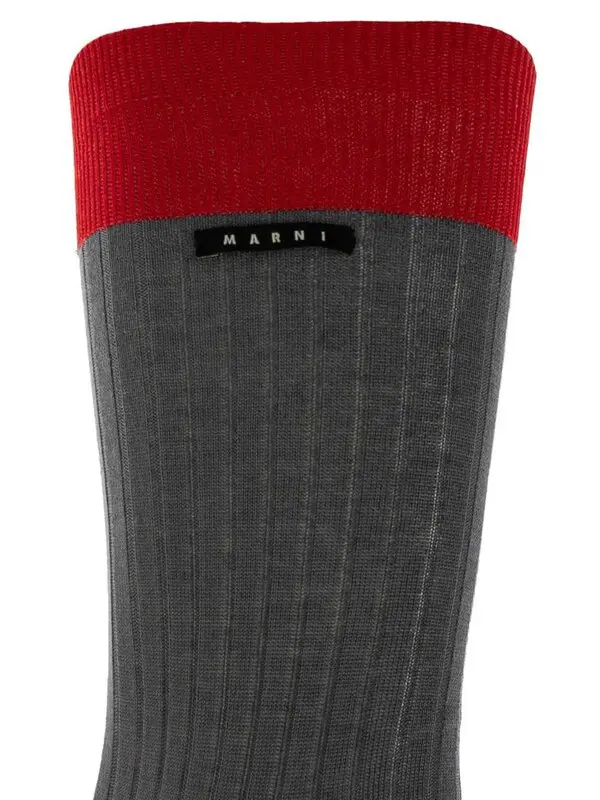 Marni Grey Cotton Socks With Contrasting Cuffs