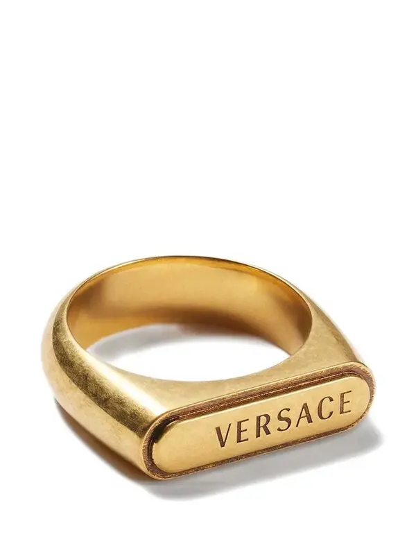 Versace Logo-tag Ring - Silver