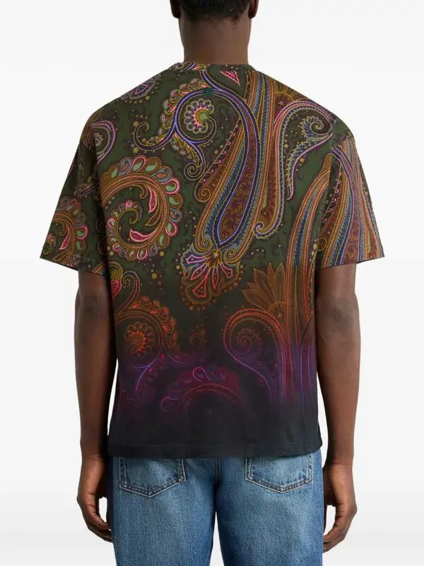 Etro Cotton Jersey T-shirt With A Shaded Paisley Pattern