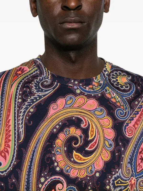 Etro Cotton Jersey T-shirt With A Shaded Paisley Pattern
