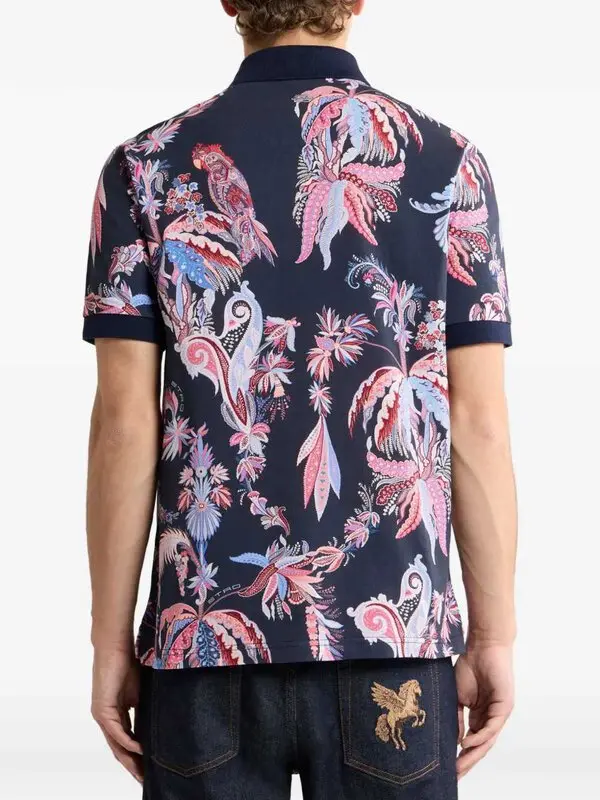 Etro Palm And Parrot Print Polo Shirt