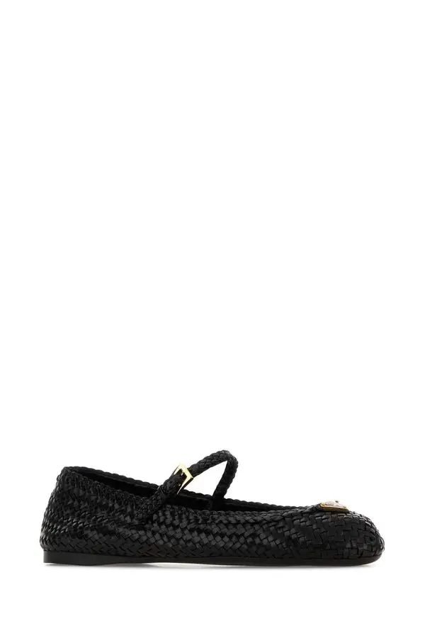 Prada Leather Ballerinas - Black