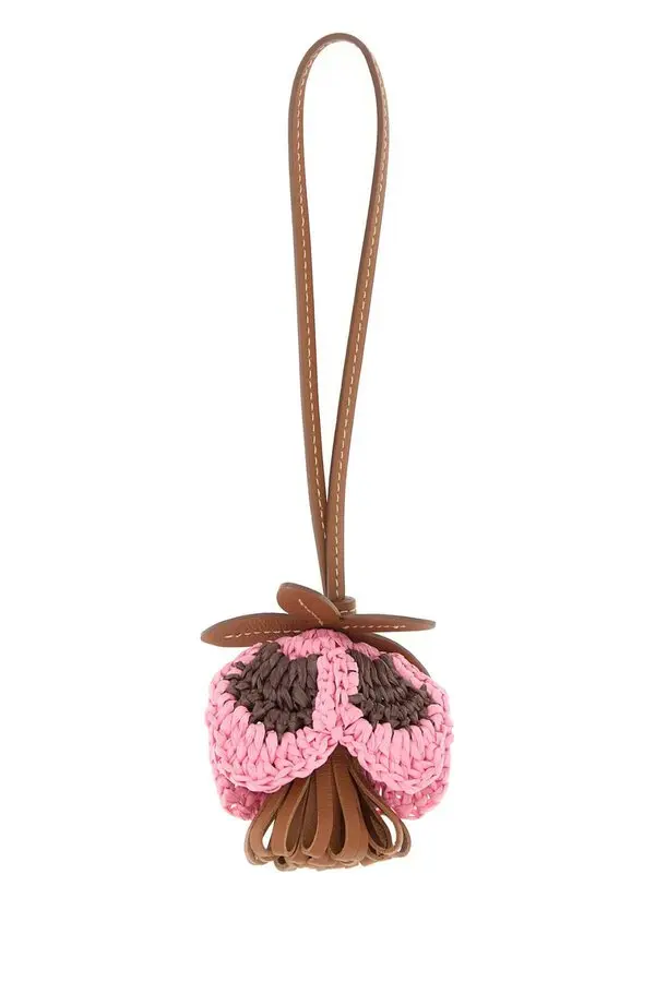 Miu Miu Leather And Raffia Charm