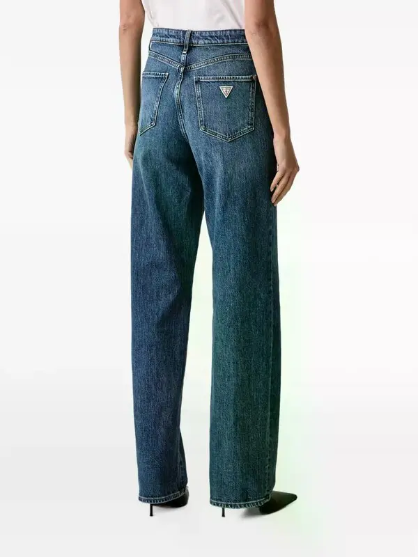 Guess High Rise Straight Jeans In Medium Wash