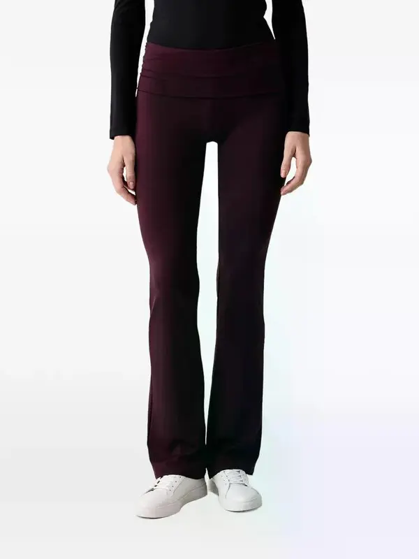 Guess Lotus Rhinestone-logo Flared Leggings - Red