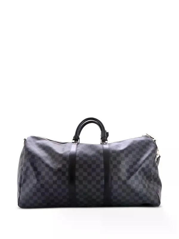 LOUIS VUITTON Keepall Bandouliere Bag Damier Graphite 55 Travel Bag - Black