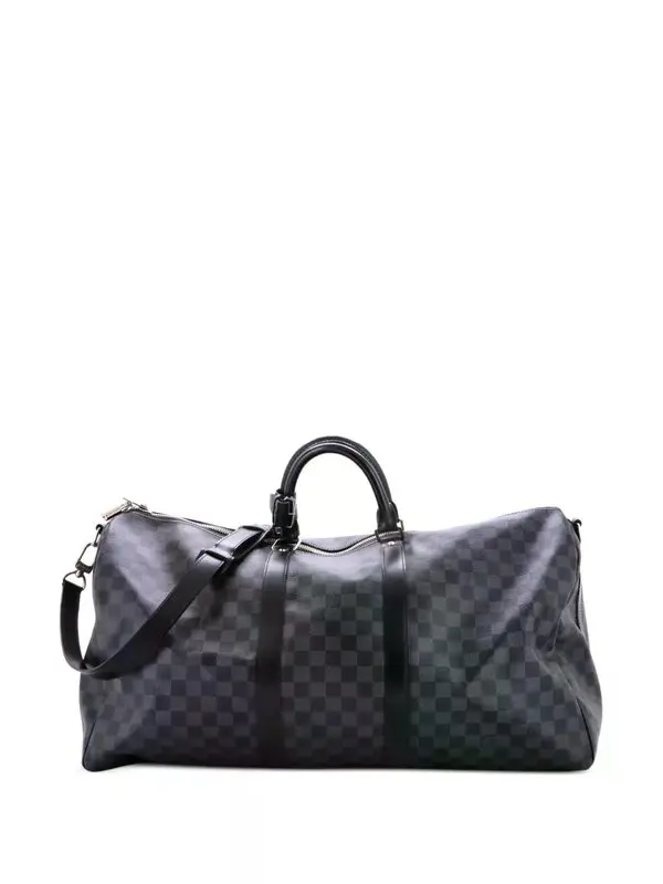 LOUIS VUITTON Keepall Bandouliere Bag Damier Graphite 55 Travel Bag - Black