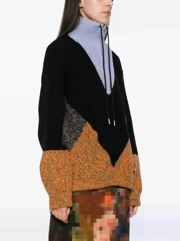 Marni Colour-block Intarsia-knit Sweater - Black