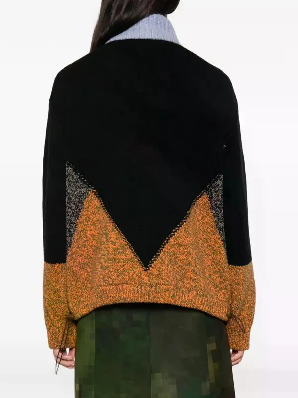Marni Colour-block Intarsia-knit Sweater - Black