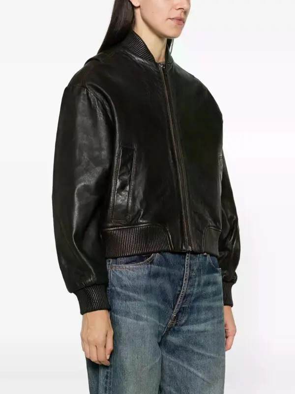 SOLOTRE Ribbed-trim Leather Jacket