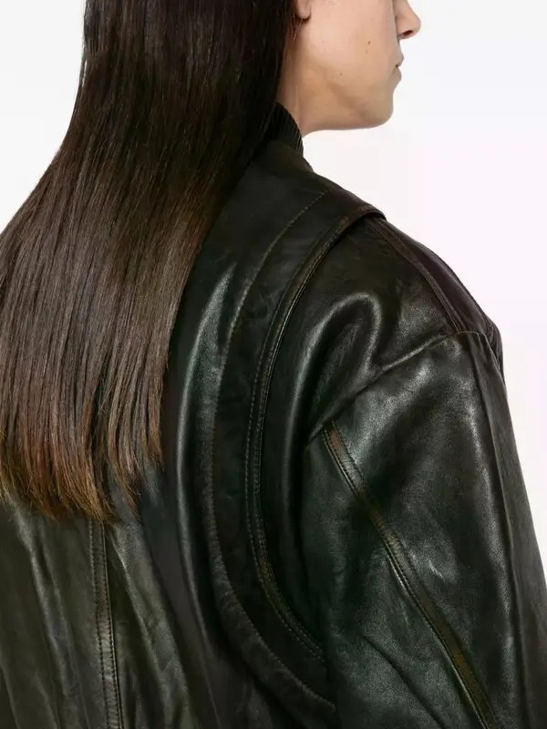 SOLOTRE Ribbed-trim Leather Jacket