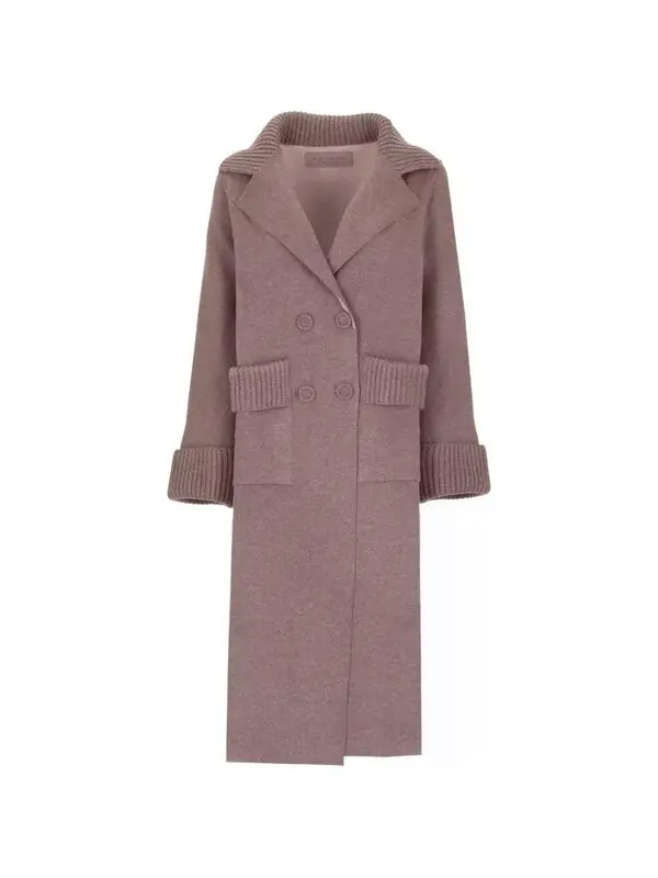 D.exterior Ribbed-trim Double-breasted Coat