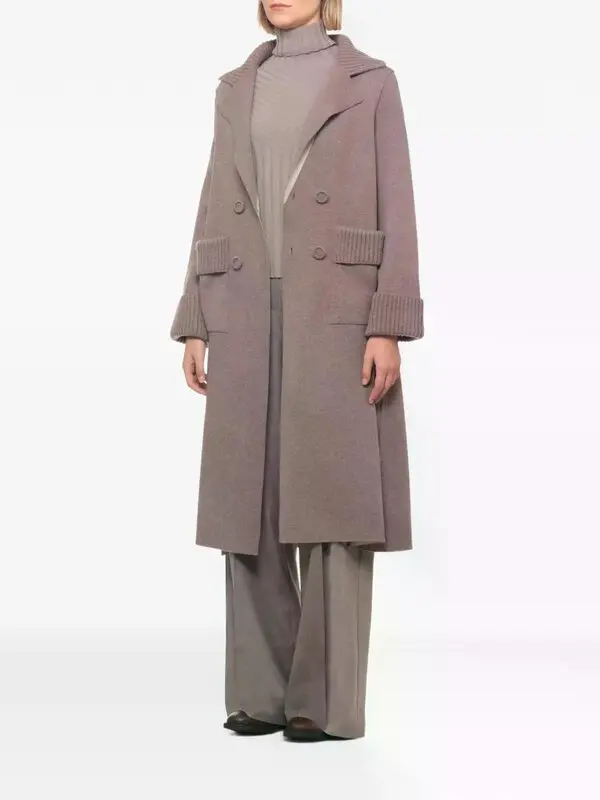 D.exterior Ribbed-trim Double-breasted Coat