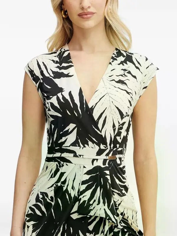 MORGAN Leaf-print Wrap Mini Dress