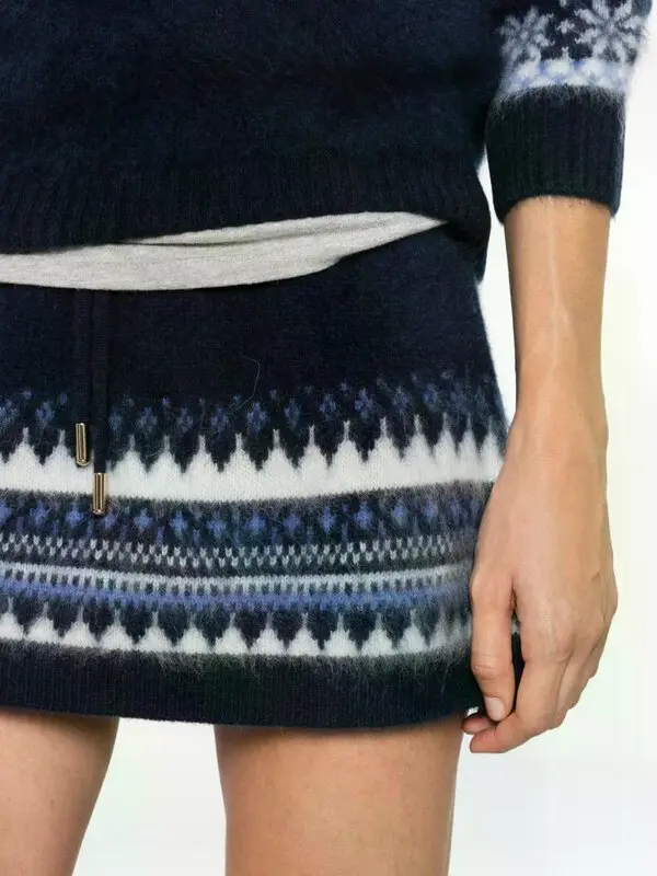 Maje Fair Isle-patterned Knitted Short Skirt