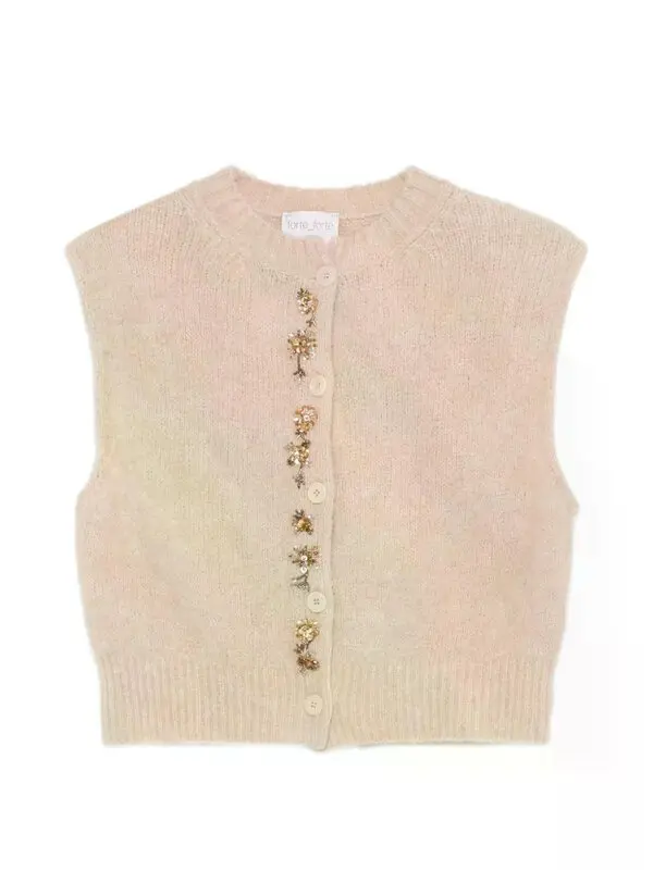 FORTE_FORTE Embellished Knitted Gilet - Neutrals