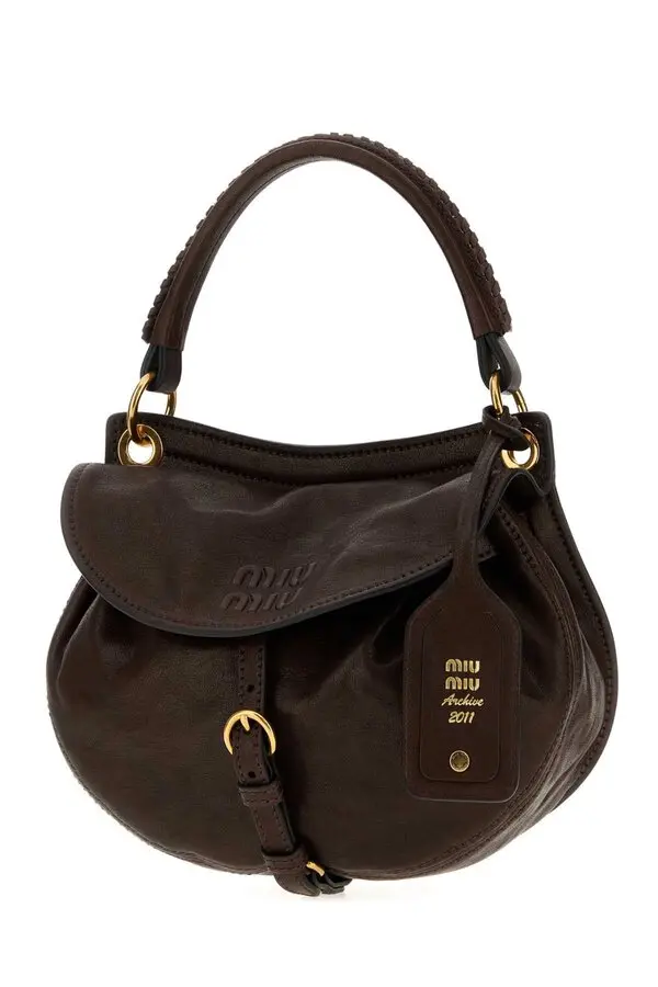 Miu Miu Dark Nappa Leather Rendez-vous Handbag - Brown