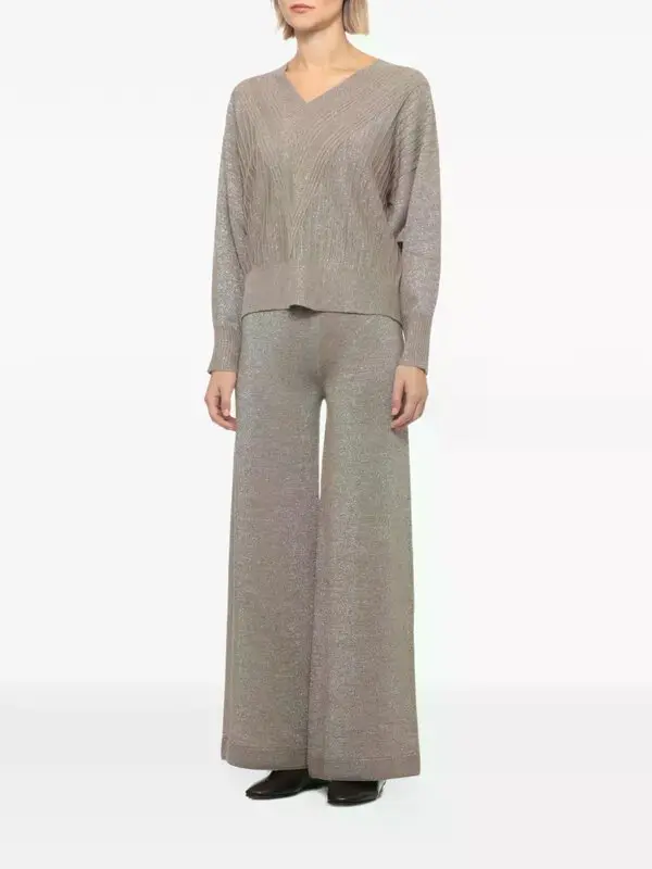 D.exterior Chevron-ribbed V-neck Sweater