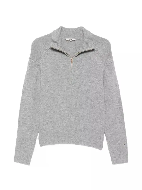 Maje Quarter-zip Knitted Sweater - Grey