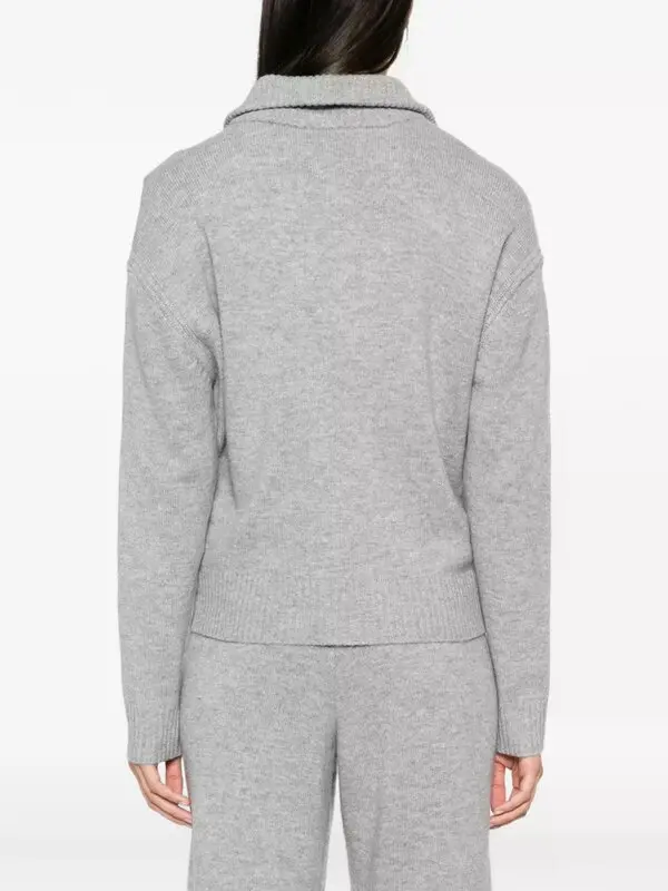 Maje Quarter-zip Knitted Sweater - Grey