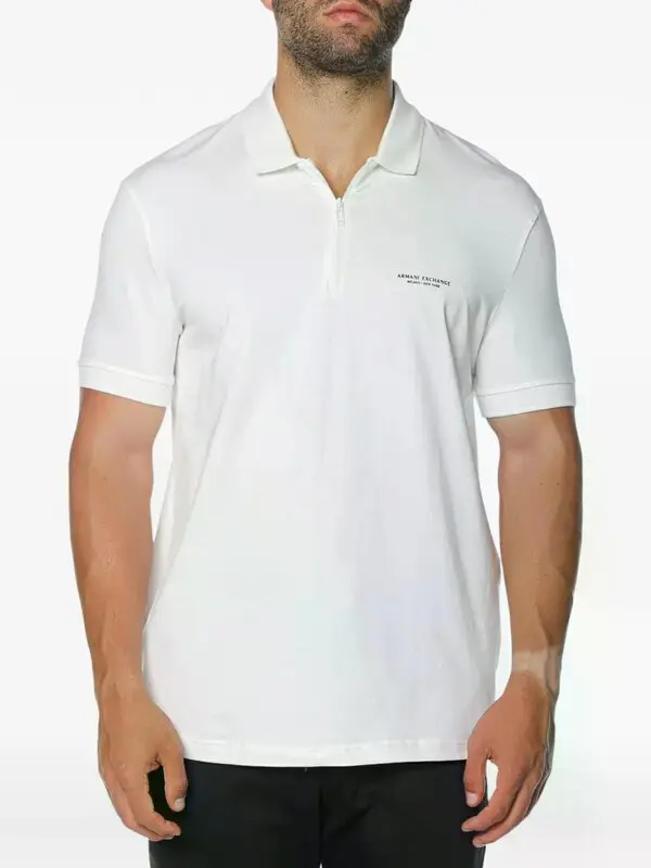 Armani Exchange Logo-print Zip-fastening Polo Shirt - White