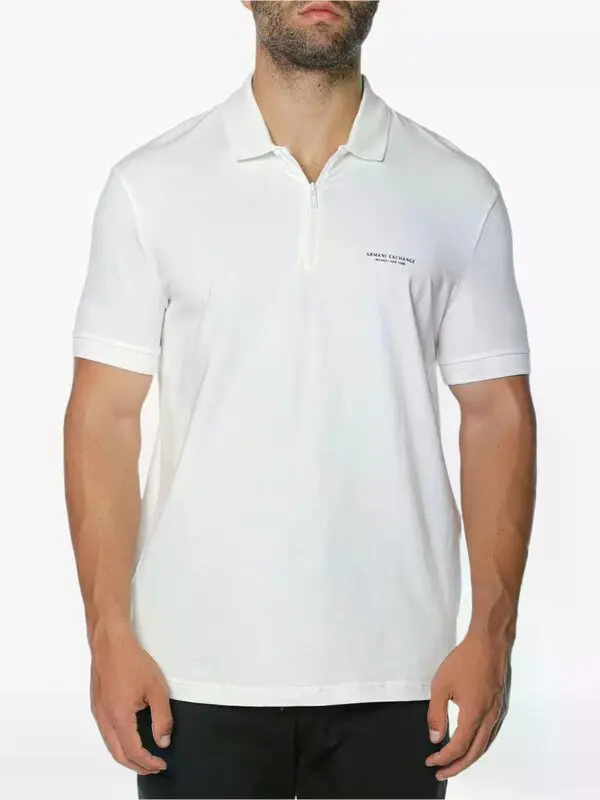 Armani Exchange Logo-print Zip-fastening Polo Shirt - White