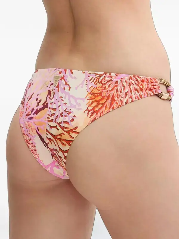 Guess Coral-print Embellished Bikini Bottoms - Neutrals