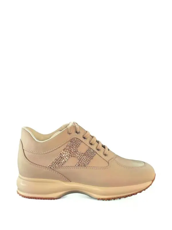 Hogan Interactive Crystal-embellished Leather Sneakers - Neutrals