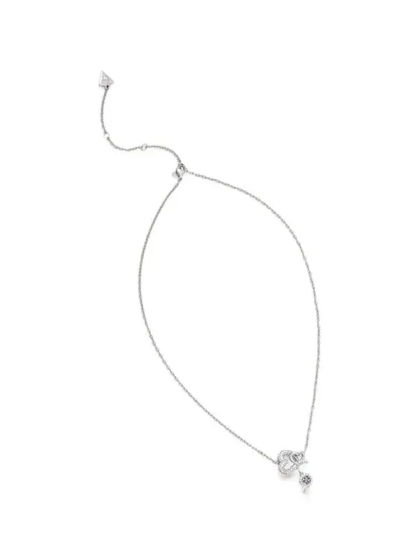 Guess Love Bites Crystal-embellished Heart Necklace - Silver