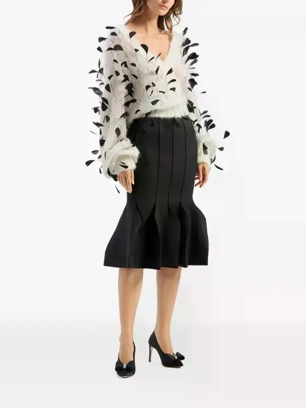 GENNY Feather-embellished Wrap Sweater
