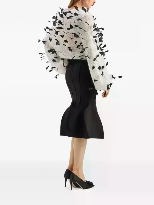GENNY Feather-embellished Wrap Sweater