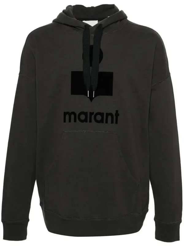 Isabel Marant Étoile Marant Miley Flocked-logo Hoodie - Black
