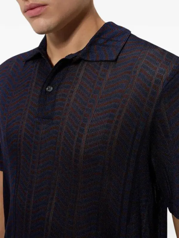 Missoni Viscose And Cotton Polo Shirt With A Greek Key Pattern