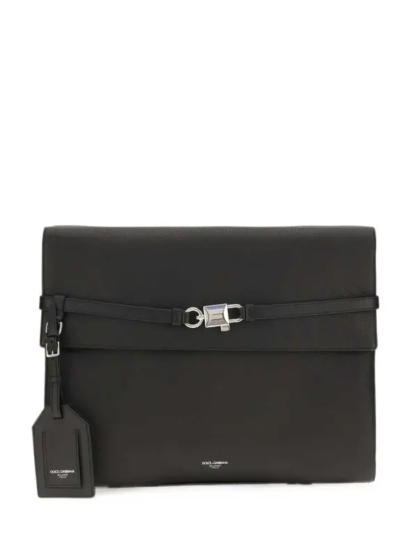 Dolce & Gabbana Leather Pouch With Padlock Detail