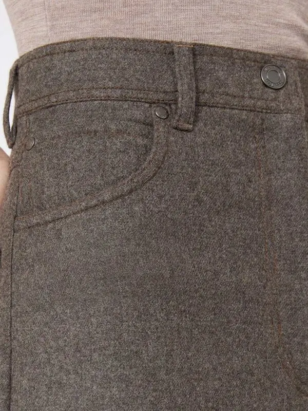 Max Mara Wide-leg Felted Wool Trousers Brown-grey