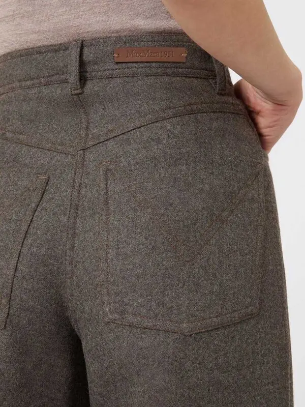 Max Mara Wide-leg Felted Wool Trousers Brown-grey