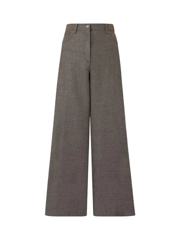 Max Mara Wide-leg Felted Wool Trousers Brown-grey - Gray
