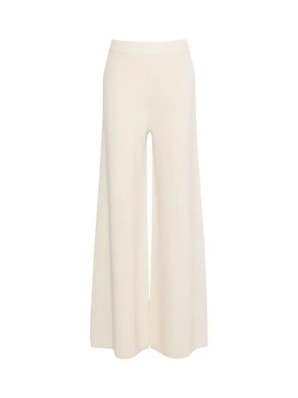 Max Mara Wide-leg Wool And Cashmere Blend Trousers Beige - Multicolor