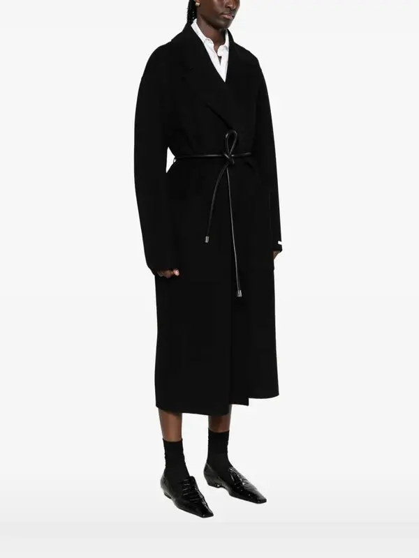 Sportmax Zannata Belted Coat With Notch Lapels - Black