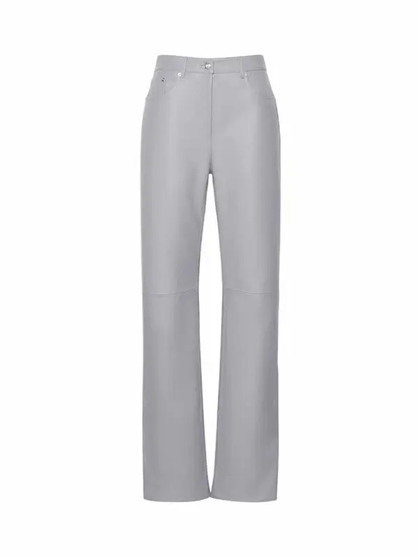 Sportmax 5-pocket Leather And Suede Trousers – Medium Grey - Gray
