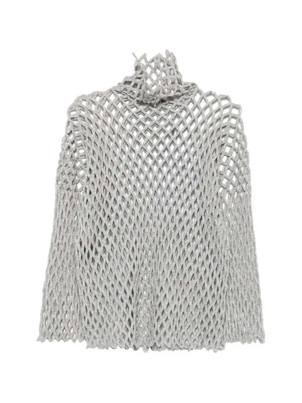 Sportmax Open-knit Turtleneck Sweater - Gray