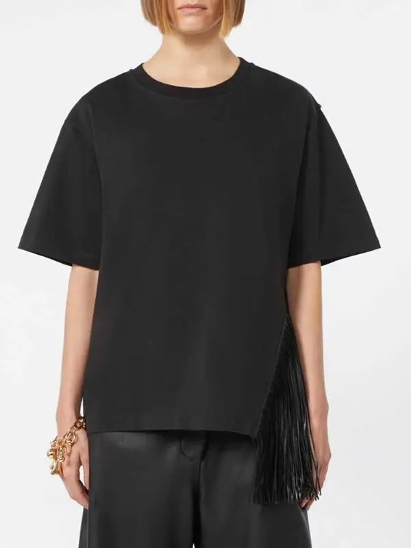 Sportmax T-shirt With Fringe Details - Black