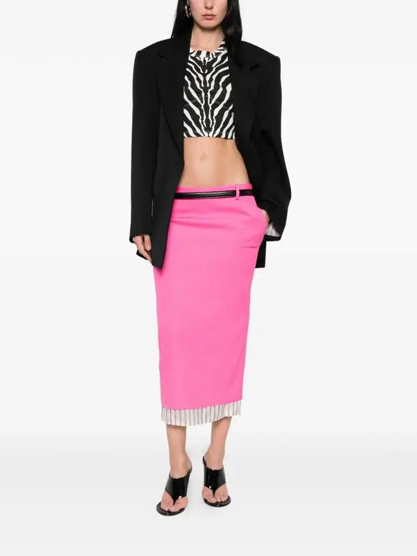 Attico Midi Skirt With Striped Hem - Multicolor