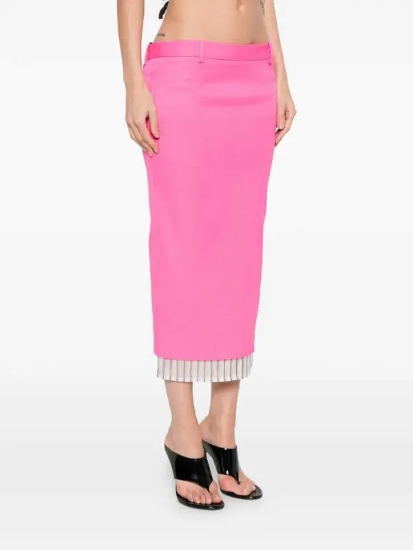 Attico Midi Skirt With Striped Hem - Multicolor