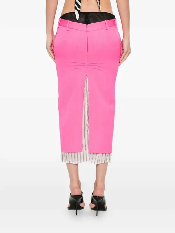 Attico Midi Skirt With Striped Hem - Multicolor
