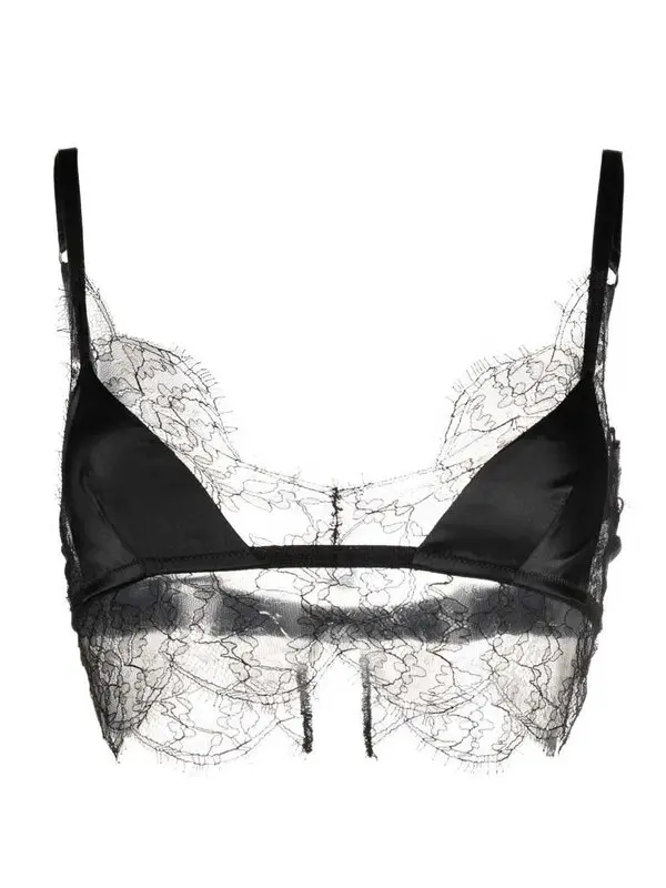 Dolce & Gabbana Satin Bralette With Lace Detail - Black