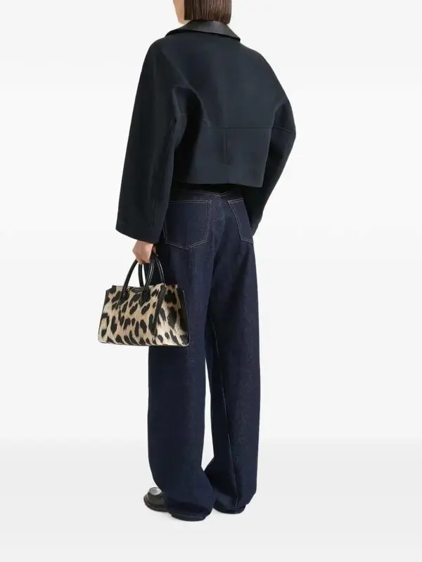 Givenchy Short Cotton And Wool Coat With Leather Collar