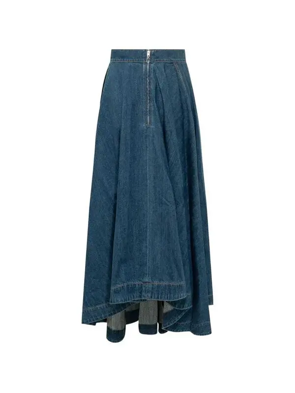 Givenchy Asymmetric Long Skirt In Medium- Denim