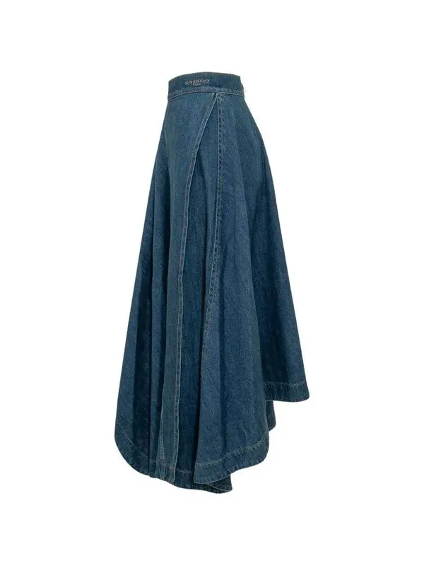 Givenchy Asymmetric Long Skirt In Medium- Denim