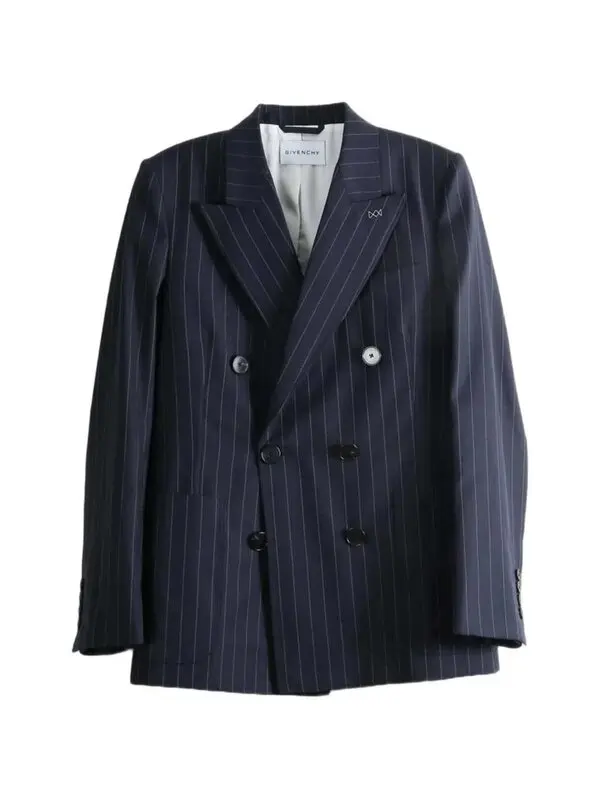 Givenchy Striped Wool Double-breasted Jacket - Blue